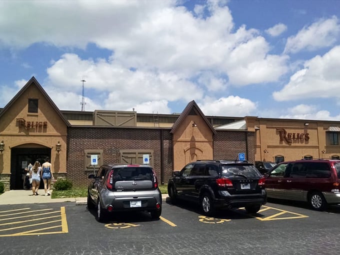 Treasure hunters make their pilgrimage across the parking lot, drawn by those iconic peaked entrances—each one a gateway to nostalgia waiting to be rediscovered.