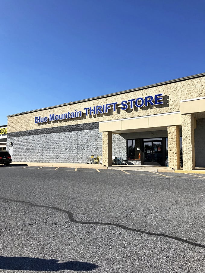 Blue skies and blue signage – nature's way of color-coordinating with this Palmyra bargain hunter's paradise.