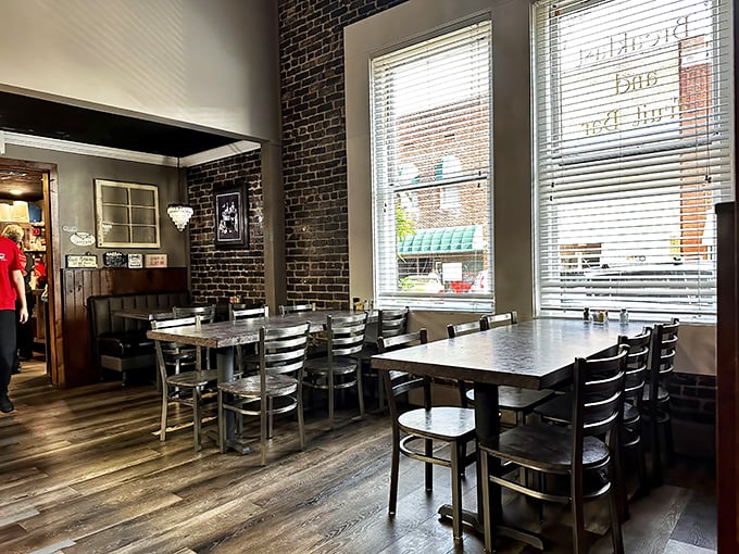 Exposed brick walls and metal chairs create that perfect small-town ambiance where conversations flow as freely as the coffee. No designer needed—just authentic Tennessee charm.