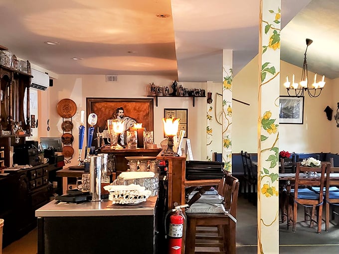 Step inside and you're transported to a Bavarian gasthaus where gemütlichkeit meets Southern hospitality perfectly.