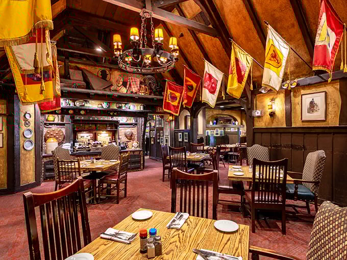 Step inside and you're transported to old-world Scotland—wooden beams, heraldic flags, and the unmistakable warmth of a place that's been perfecting hospitality for generations.