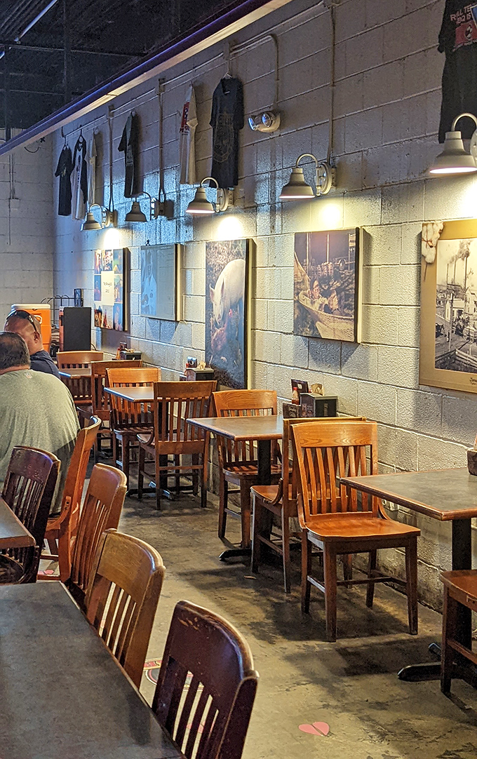 No-frills wooden tables and concrete floors tell you everything you need to know—this place prioritizes what's on your plate, not what's under it.
