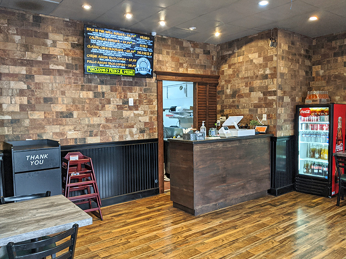 Rustic brick walls and wooden floors set the stage for burger greatness. No pretentious gastropub vibes—just the promise of honest food that speaks volumes.