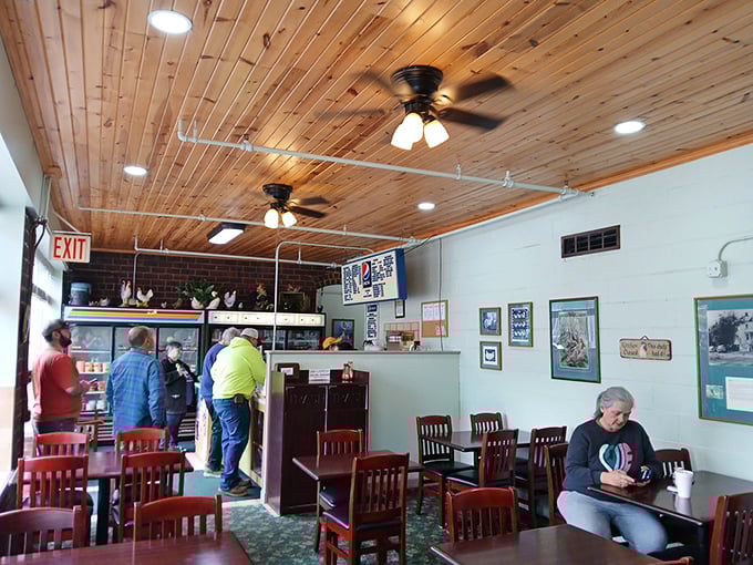 Wooden ceiling beams and simple furnishings create the perfect backdrop for culinary magic. This isn't ambiance created by designers; it's authenticity earned through decades.
