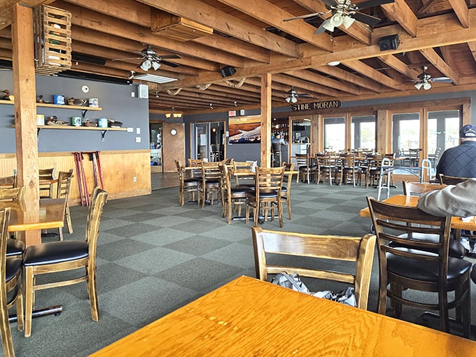 Exposed wooden beams and panoramic water views create the perfect backdrop for seafood feasts that taste like the Eastern Shore itself.