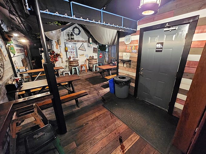 Inside DJ's, weathered wood planks tell stories of countless seafood pilgrimages. This isn't décor—it's a maritime history lesson with tables.