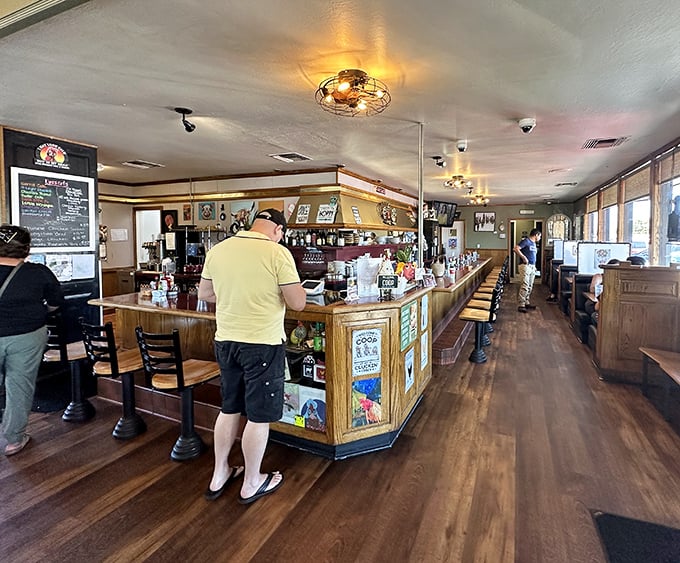 Where breakfast dreams come true – the well-worn wooden counter and stools have witnessed countless coffee refills and life-changing pancake decisions.