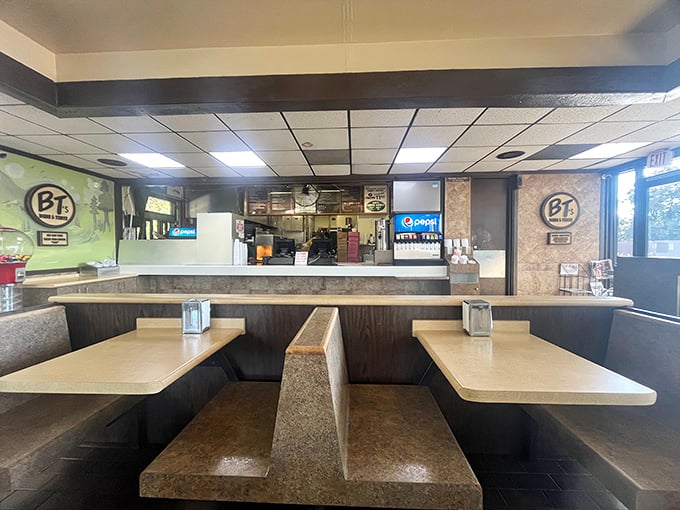 Classic booth seating where conversations flow as smoothly as the perfectly seasoned comfort food being served.