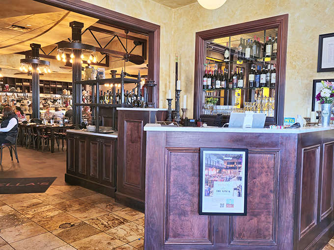 Step inside and the warm, textured walls and rich wood accents immediately transport you to Italy—no passport required.