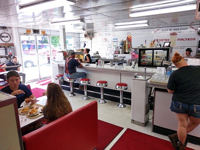 Where strangers become regulars and regulars become family. The counter seating at K's offers front-row tickets to the best show in town—authentic American cooking.