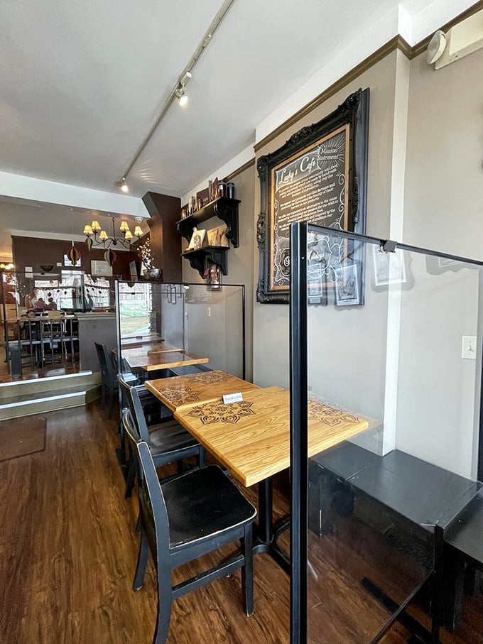 Cozy wooden tables and warm lighting create the perfect backdrop for morning revelations. This isn't just breakfast—it's a sanctuary for the soul.