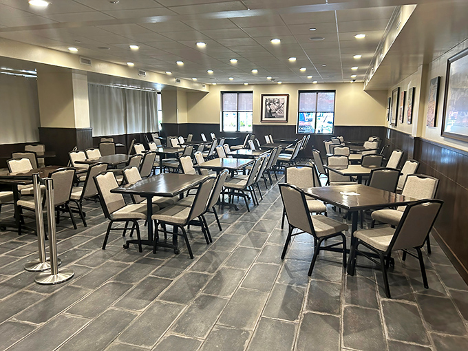 Clean lines and comfortable seating create the perfect backdrop for sandwich artistry. No distracting frills here—just an environment designed for the serious business of enjoying exceptional food.