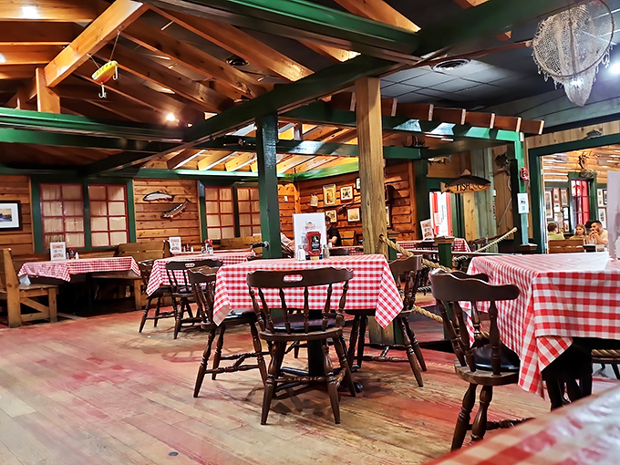 Classic red-checkered tablecloths and exposed wooden beams create that perfect "I've discovered somewhere special" feeling that makes you instantly hungry.