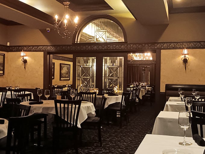 Step inside and time slows down – elegant chandeliers, arched doorways, and white tablecloths create an atmosphere where memories are made between bites.