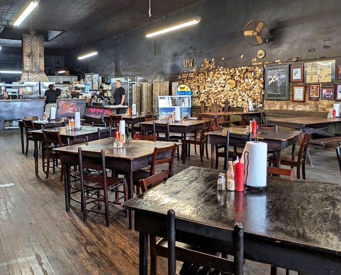 Step inside and breathe deep – those smoke-stained walls aren't dirty, they're seasoned. Decades of post-oak smoke have created a patina that money can't buy. 