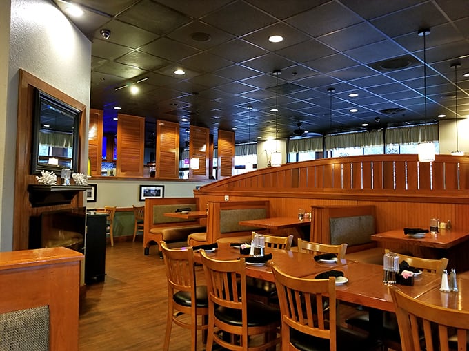 Warm wooden booths and nautical touches create the perfect backdrop for seafood indulgence without going overboard on the maritime theme.