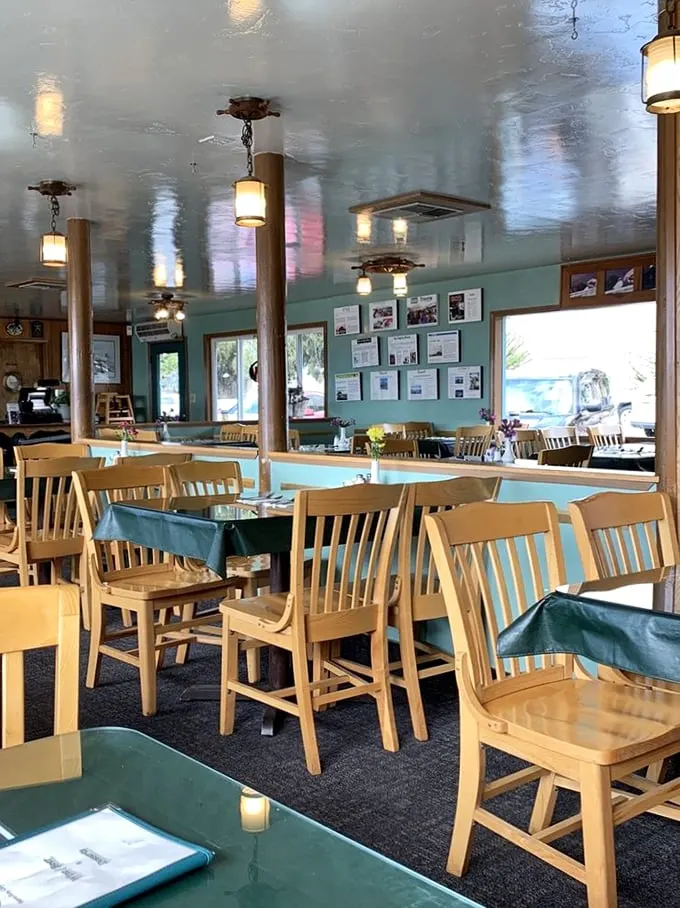Inside, wooden chairs and teal tablecloths create the perfect backdrop for seafood stories – both the ones you'll tell and the ones you'll eat.