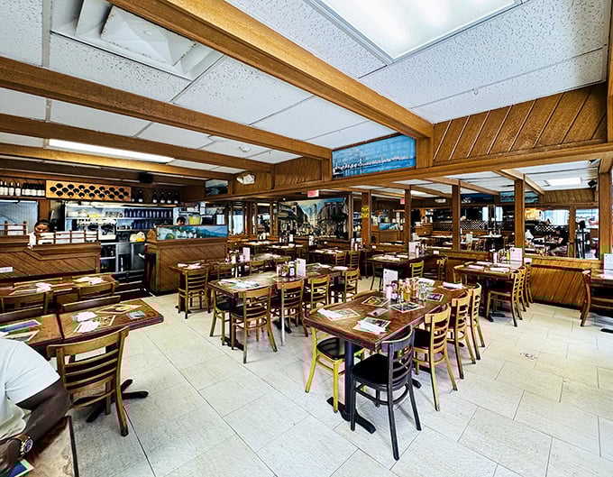 Step inside and time travel to old Havana—wooden paneling, no-nonsense tables, and the comforting buzz of satisfied diners plotting their next meal.