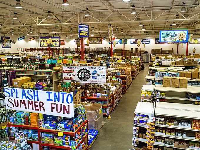 A bird's-eye view of organized chaos – where "Splash Into Summer Fun" meets "Up to 70% Off" in a wonderland of unexpected deals.