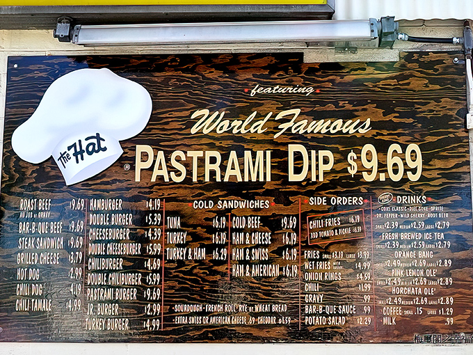 This menu board isn't just a list of options – it's a roadmap to happiness where pastrami reigns supreme and decisions become deliciously difficult.