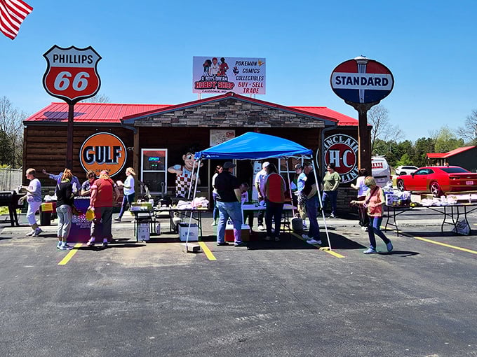 Vintage gas station signs and flea market treasures – where yesterday's logos become today's collector items and conversation starters.