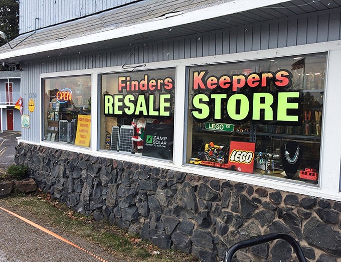 Window shopping takes on new meaning here, where LEGO sets and vintage signs beckon from behind glass like old friends at a reunion.