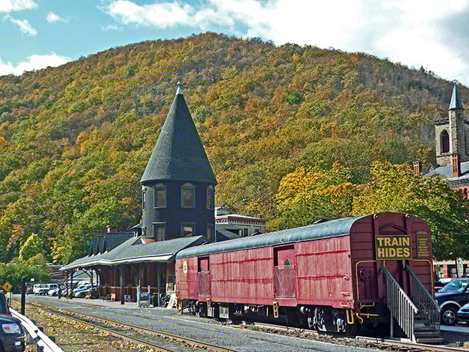 Jim Thorpe's Victorian train station stands like a time machine, its distinctive turret beckoning travelers to an era when journeys were events, not errands.