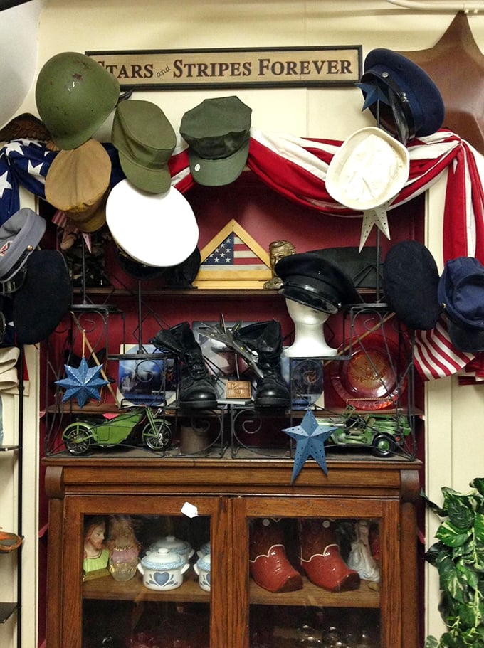 "Stars and Stripes Forever" indeed! This patriotic collection of military caps tells stories of service across generations, each with its own silent history.