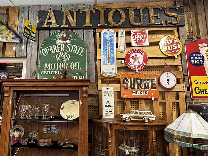 Vintage advertising signs tell stories of America's commercial past. That Quaker State sign probably witnessed more road trips than your family station wagon ever did.