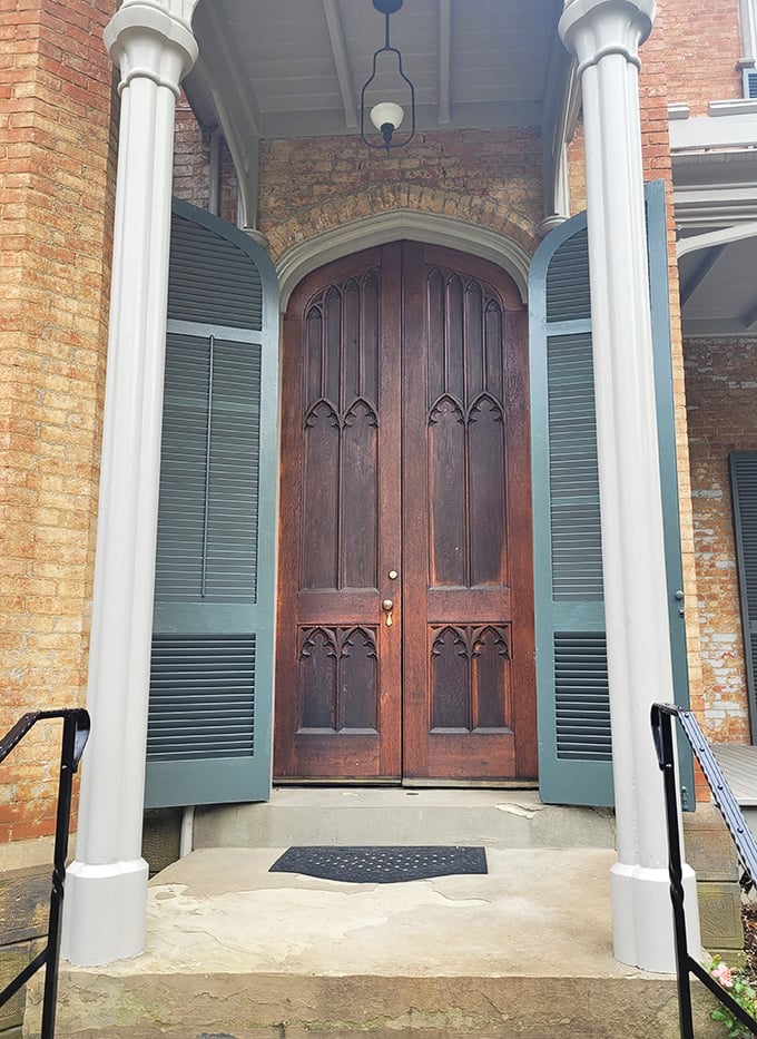 These aren't just doors—they're time portals. Step through this Gothic entryway and leave modern Ohio behind for a world of Victorian splendor.