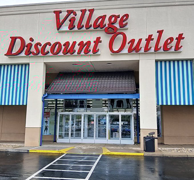 Those blue-striped awnings aren't just for show—they're the gateway to a treasure trove where your $49 transforms into a cart of possibilities.