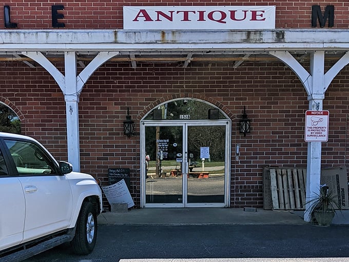 "Antique" isn't just a sign—it's a promise of adventures through time, all behind those unassuming glass doors.