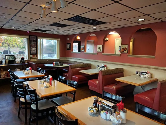 Classic diner comfort meets modern cleanliness in this welcoming space where conversations flow like coffee.