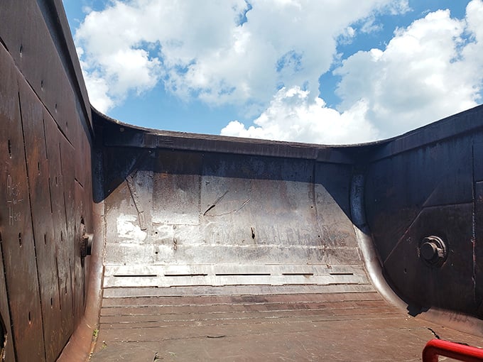 Peering into the belly of the beast reveals a cavernous interior where you could host a decent-sized wedding reception—if your guests don't mind a bit of industrial chic.