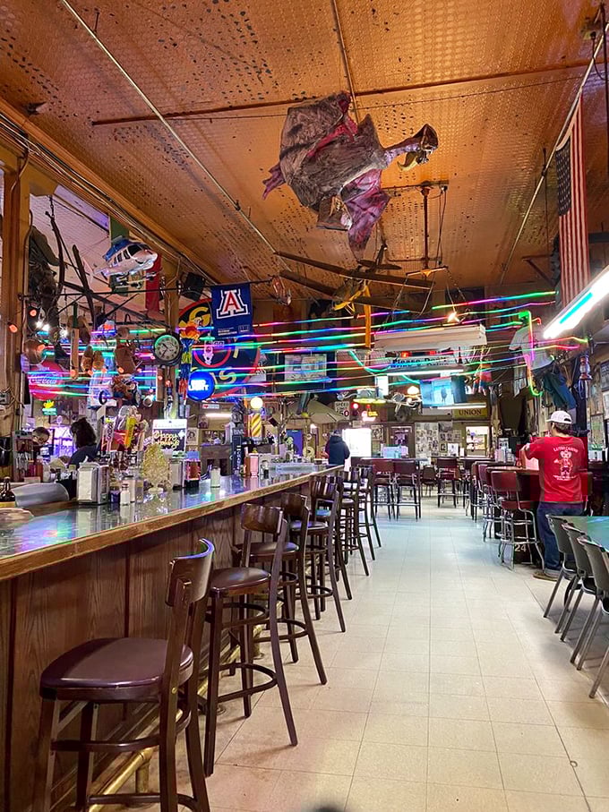 Step inside and your senses go into overdrive – a wonderland of memorabilia where every inch tells a story and something dangles from the ceiling.
