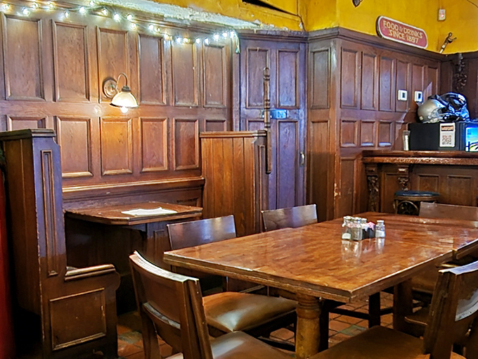 Wooden booths worn smooth by decades of satisfied diners. This isn't manufactured vintage charm—it's the real deal, earned one meal at a time.