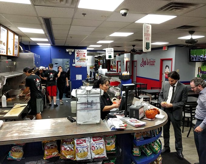 Inside, the no-frills counter service atmosphere keeps the focus where it belongs—on the sandwich artistry happening behind the scenes. Locals know this is where the magic happens.