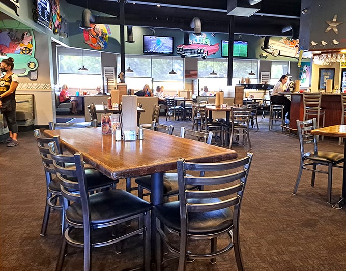 Inside, nautical charm meets casual comfort. The vintage-inspired décor and spacious seating create the perfect backdrop for seafood indulgence without pretension.