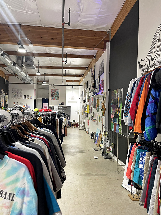 Step inside and discover aisles of possibilities stretching out like a well-organized wonderland of secondhand dreams.
