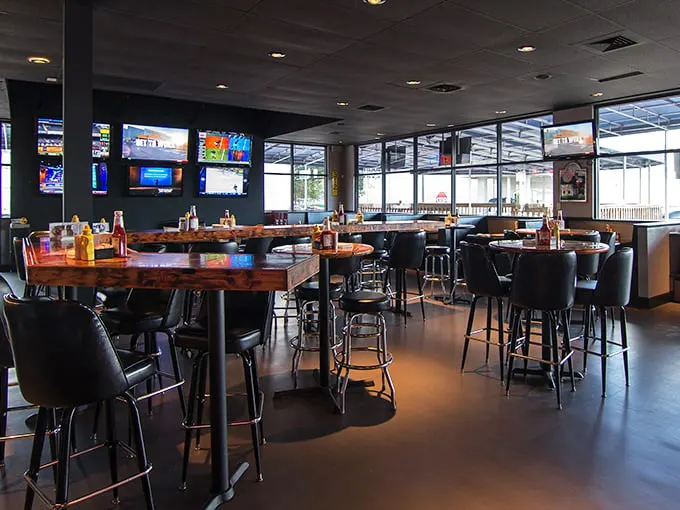 Inside, the perfect sports bar balance awaits – enough TVs to catch every game, enough space to enjoy your meal without wearing someone else's jersey.