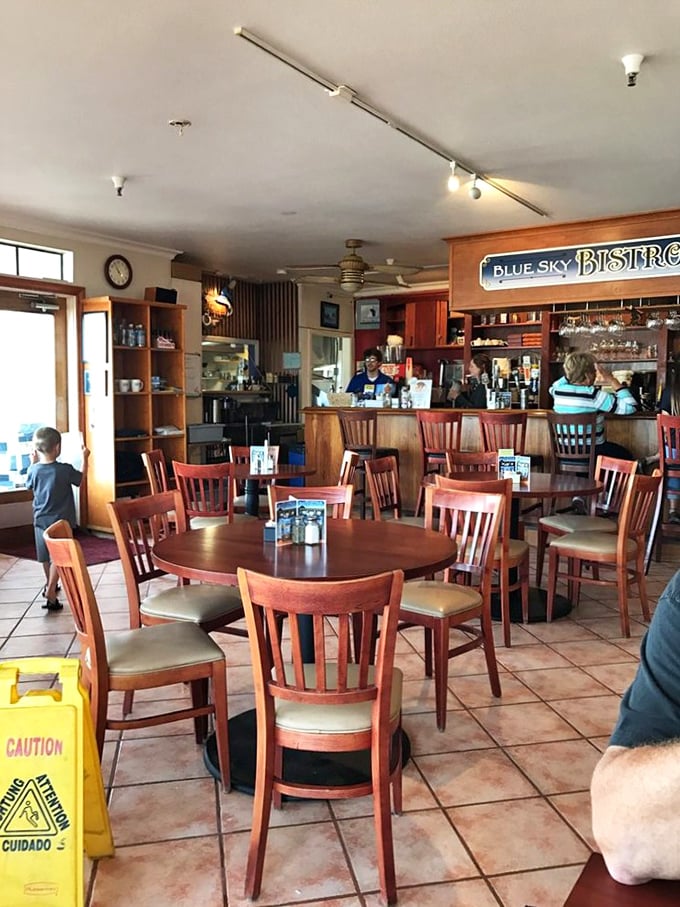 Inside, warm wood tones and nautical charm create that rare restaurant alchemy: casual enough for flip-flops, special enough for anniversaries.