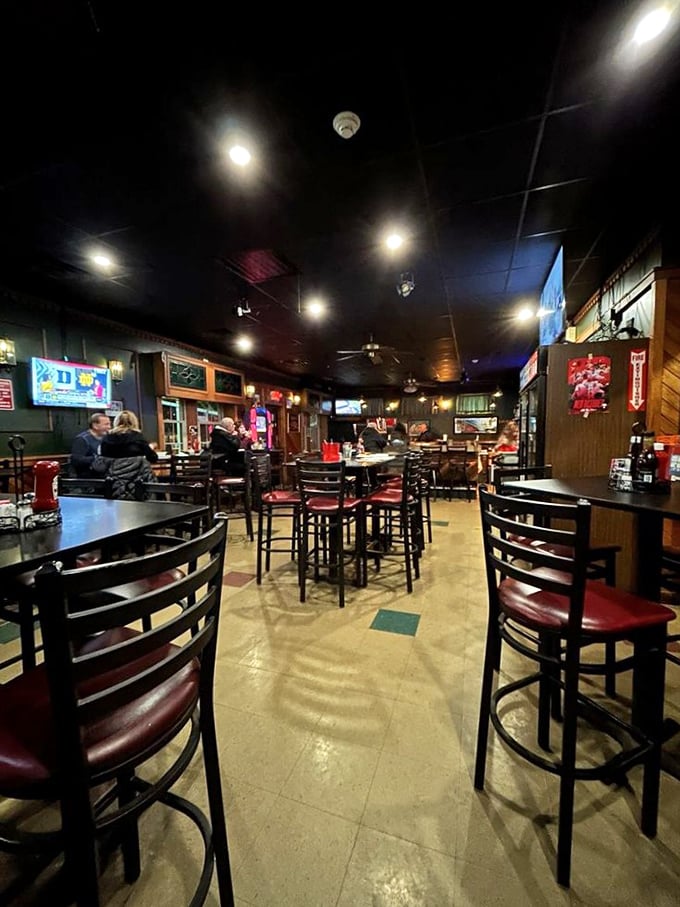 Step inside and you're transported to classic tavern territory—dark wood, comfortable seating, and an atmosphere that instantly says "stay awhile."