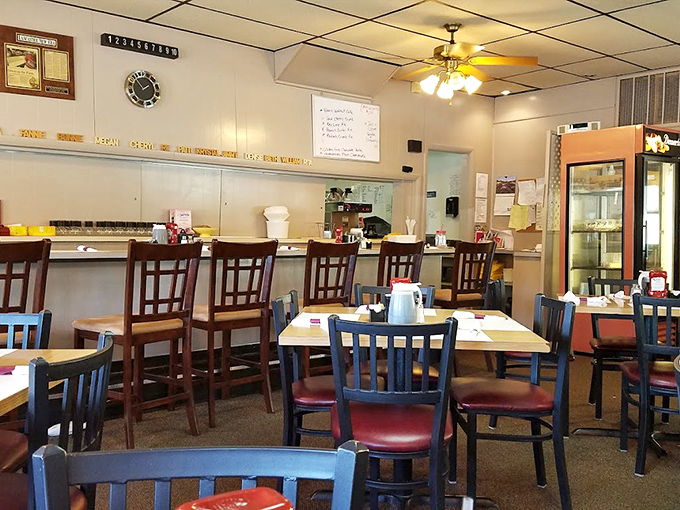 No frills, all flavor. The cozy dining room at Pancake Farm proves that sometimes the most memorable meals happen in the most unpretentious settings.