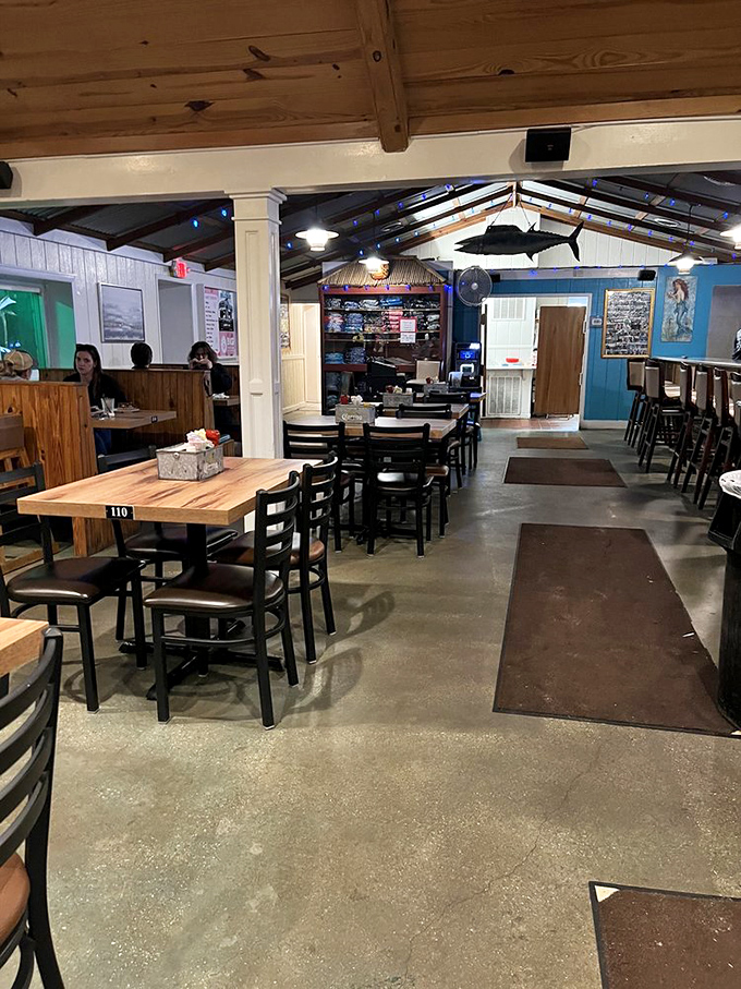 Exposed wooden beams, nautical decor, and that unmistakable marlin watching over diners – this is seafood heaven with Maryland soul.