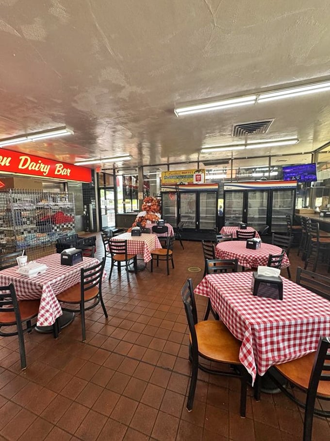 Classic red-checkered tablecloths and no-frills seating tell you immediately: this isn't about ambiance—it's about the serious business of exceptional comfort food.