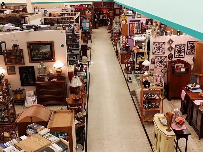 Long, clean aisles serve as your yellow brick road through this wonderland of nostalgia, where every booth is its own little kingdom of collectibles.