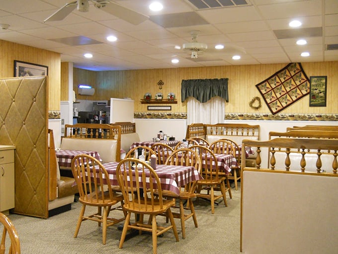 Step inside and time travel to a simpler era. These wooden chairs and checkered tablecloths have witnessed more family celebrations than a Hallmark Channel marathon.