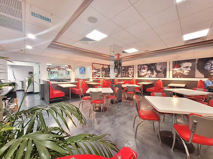 The classic red vinyl booths and retro decor aren't trying to be hip—they're authentically old-school, like finding your favorite childhood record in perfect condition.