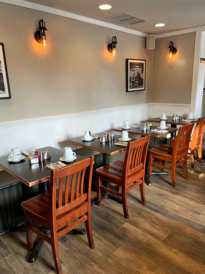 Step inside where warm wood tones and classic diner charm create the perfect breakfast sanctuary.