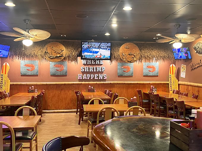"Where Shrimp Happens" isn't just a cute slogan—it's a solemn promise delivered in a dining room where seafood dreams come true and diet plans go to die.